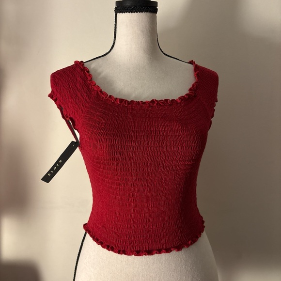 Tops | Elegant Red Smocked Top | Poshmark